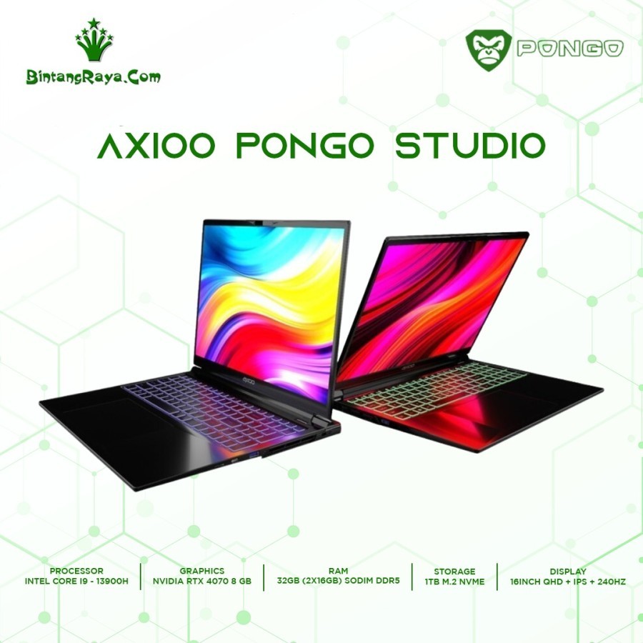 Jual LAPTOP AXIOO PONGO STUDIO I9-13900H 32GB / 1TB RTX4070 8GB W11 16 ...
