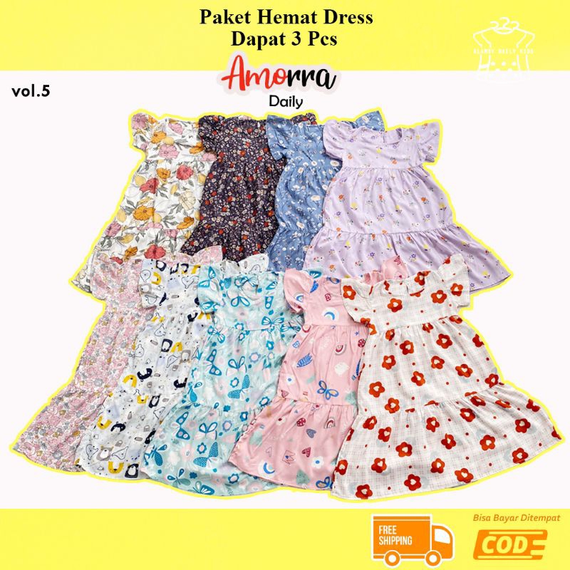 Jual [Paket Hemat] 100 ribu 3PCS Dress Anak 1 Sampai 6 Tahun Daster ...
