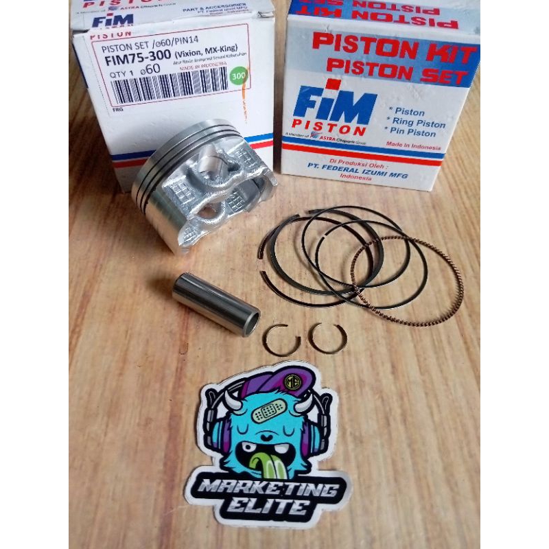 Jual Piston Set Fim75 Fim 75 57 57.5 58 58.5 59 59.5 60 Pin 14 Vixion ...