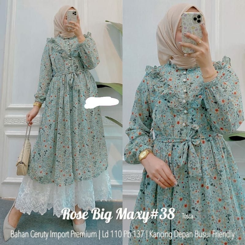 Jual M L XL XXL (PROMO) GAMIS CERUTY JUMBO RENDA BAWAH// ROSE MAXY38 ...