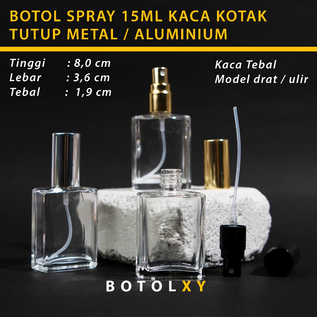 Jual Botol Parfum Spray 15ml Kaca Tebal Kotak Pipih / Gepeng - Isi ...