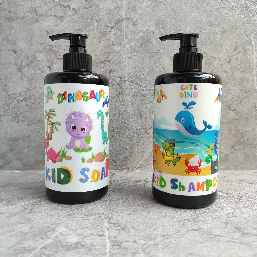 Jual Botol Sabun Refill Anak Lucu Aesthetic 500ml Motif Dino Hitam ...