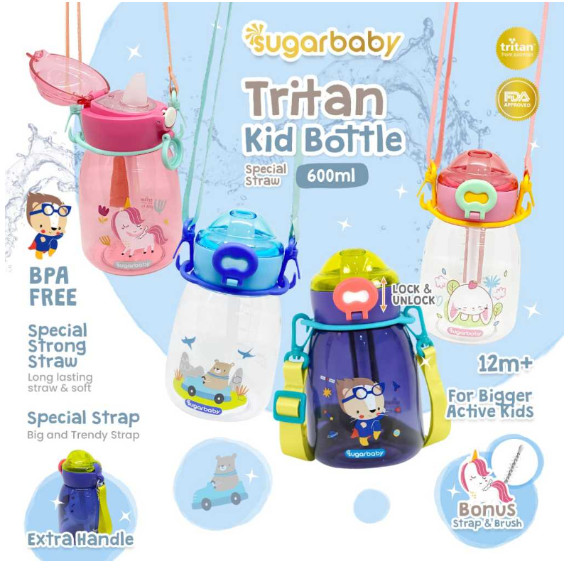 Jual Sugar Baby Tritan Kid Bottle Special Straw / Kid Bottle Slim 600ml ...