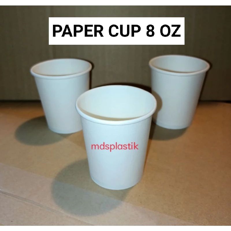 Jual ISI 50 PAPER CUP POLOS 8 OZ / GELAS KERTAS 240 ML / GELAS POLOS PUTIH | Shopee Indonesia