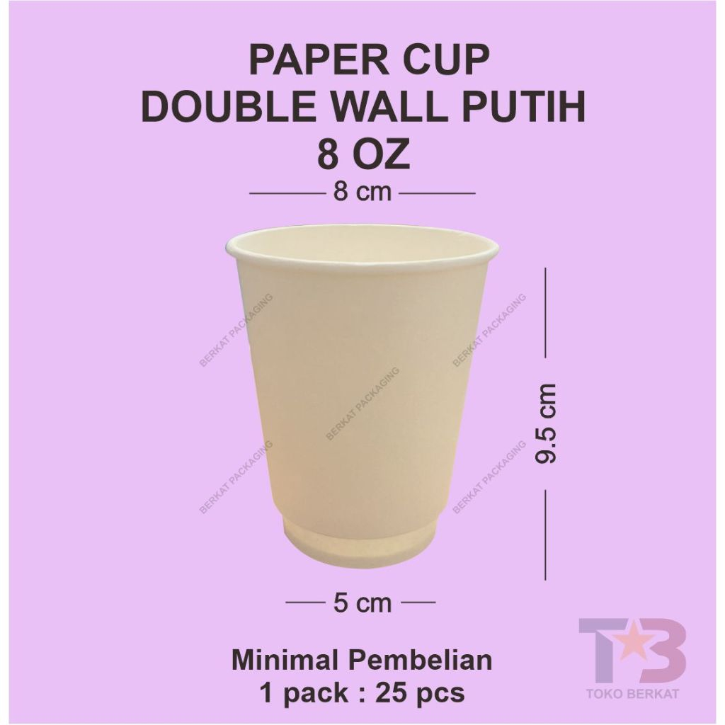 Jual Paper cup Double Wall 8 oz / Paper Cup Double Wall Kraft dan Putih / Paper cup Murah Gelas ...