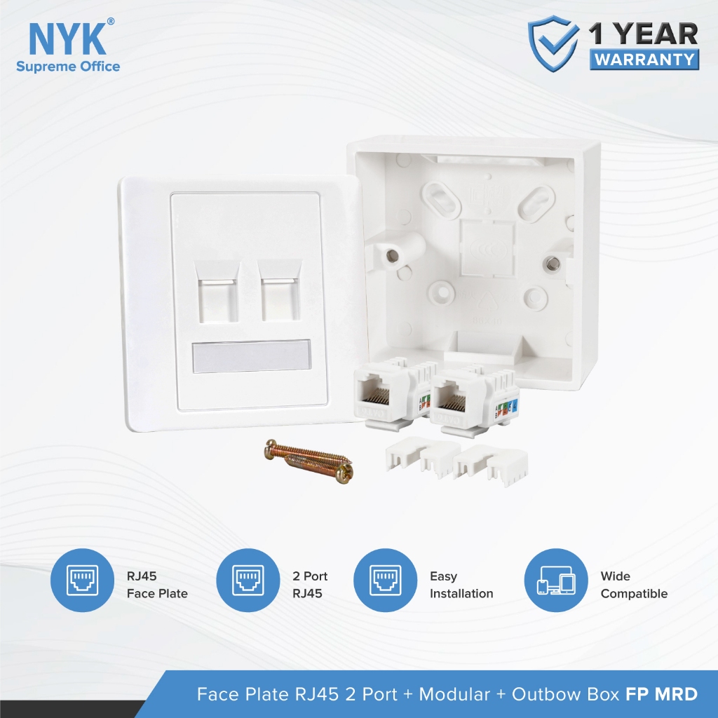 Jual Faceplate 2 PORT RJ45 NYK Modular Wall Outbow Box FP MRD | Shopee ...