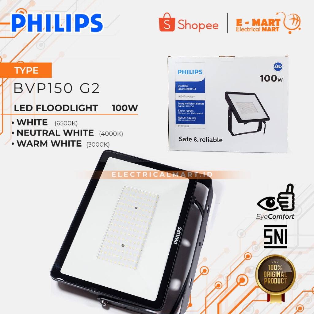 Jual PHILIPS BVP150 G2 Essential SmartBright Lampu Sorot LED 100W | Shopee Indonesia