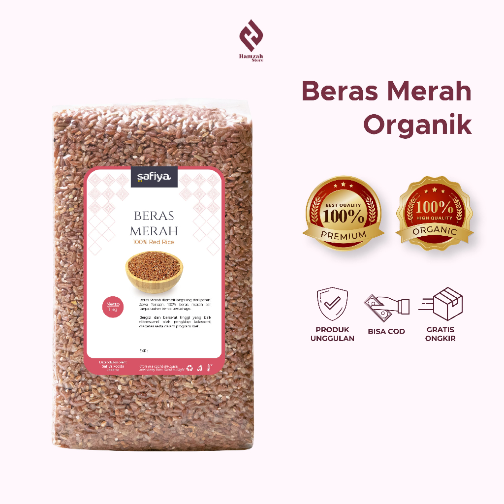 Jual Beras Organik 1 Kg Beras Merah Pandan Wangi Pulen dan Premium ...