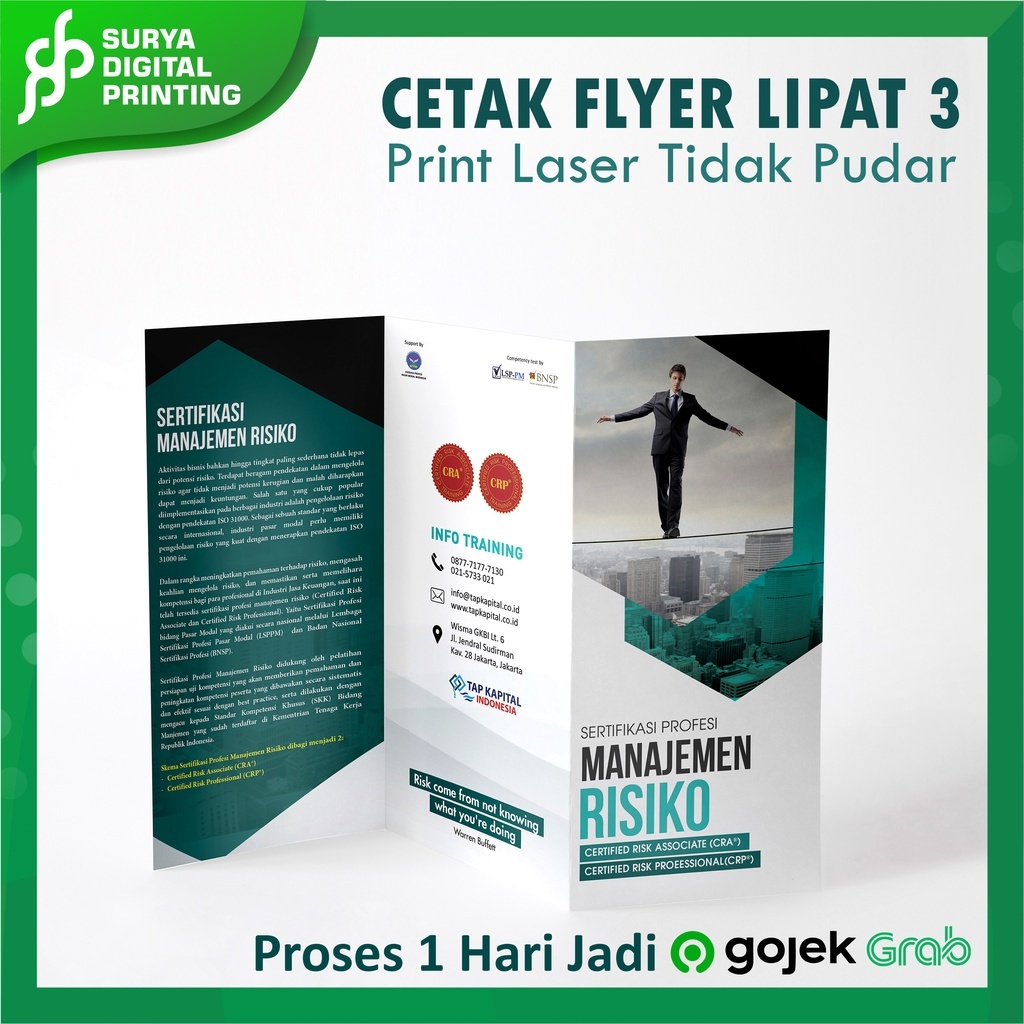 Jual Cetak Flyer A4 2 Sisi / Brosur Lipat 3 / Brocure Lipat 3 / Flayer lipat Sehari jadi ...