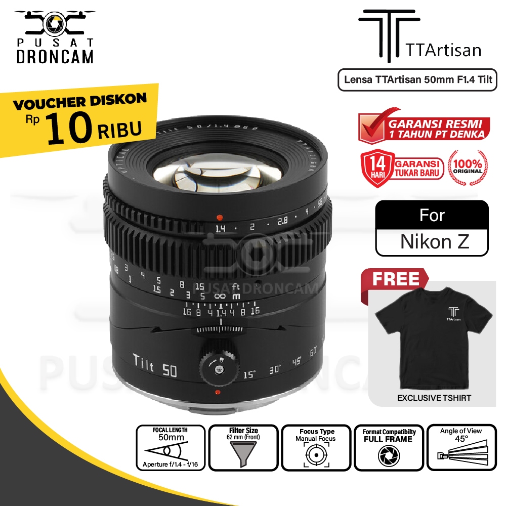 Jual TTArtisan 50mm f1.4 Tilt Nikon Z Mount Fix Lensa Full Frame Resmi ...