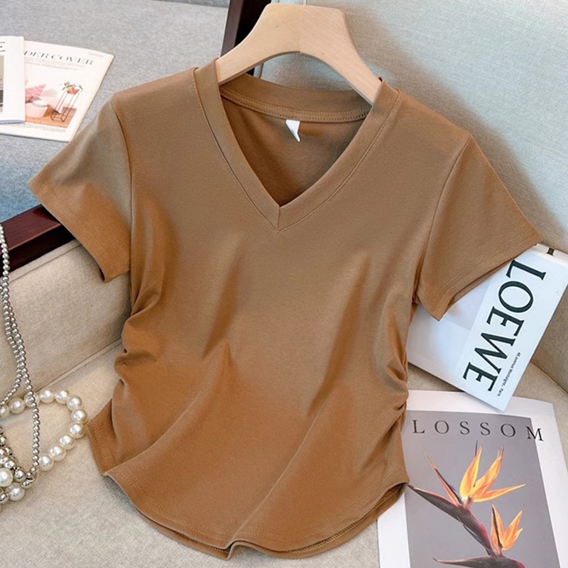 Jual kaos v neck wanita / Peregangan kaos ketat / kaos crop wanita ...