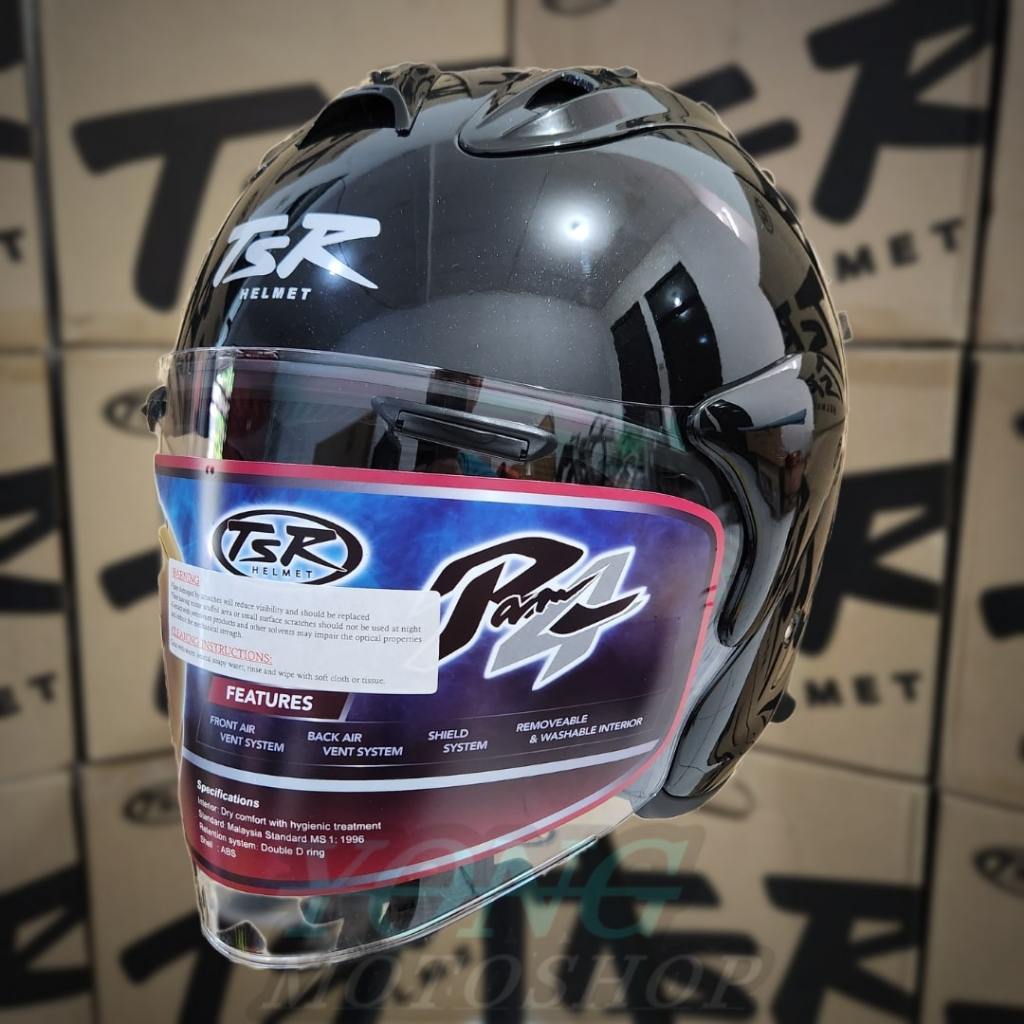 Jual Helm TSR Ram 4 HITAM Glass Black Original Half Face TSR Helmet ...