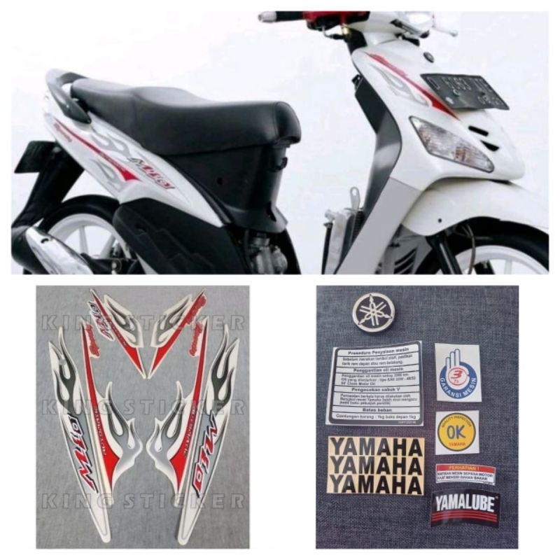 Jual STRIPING STIKER YAMAHA MIO SPORTY TAHUN 2006 MOTIF API WARNA PUTIH ...