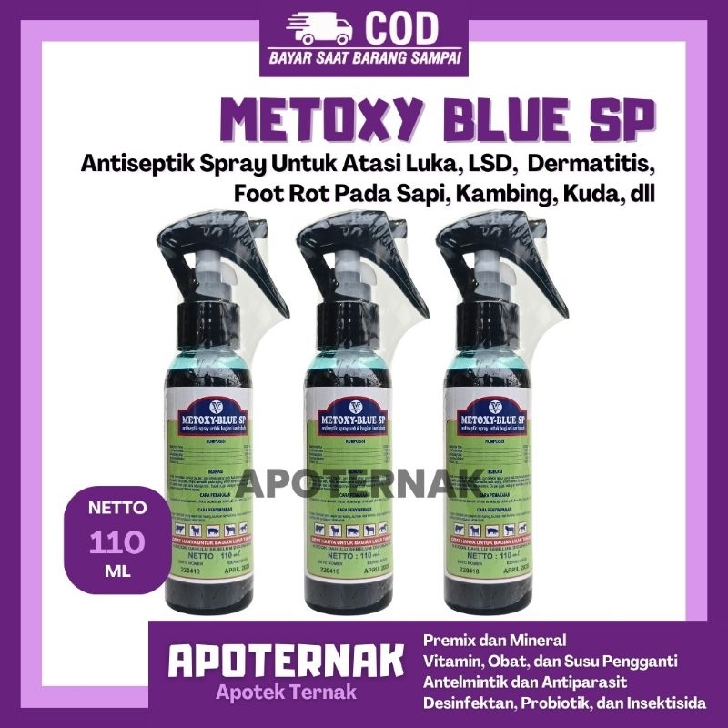 Jual METOXY BLUE SP 110 ml - Antiseptik Spray Obat Luka Kulit LSD Dermatitis Foot Rot dll | Obat ...