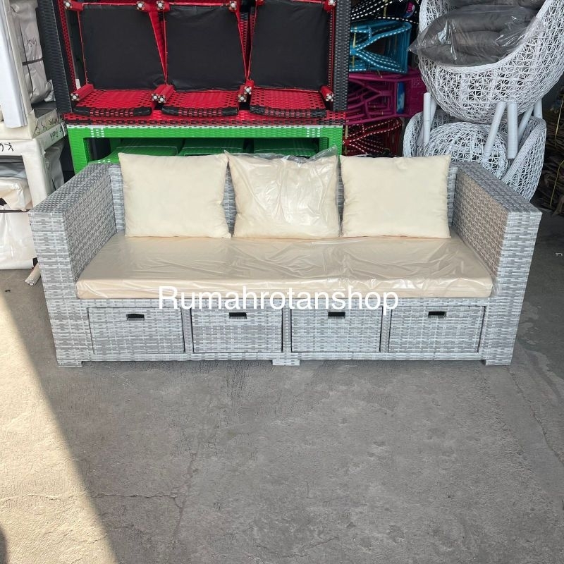 Jual sofa rotan 3 seater rotan sintetis | Shopee Indonesia
