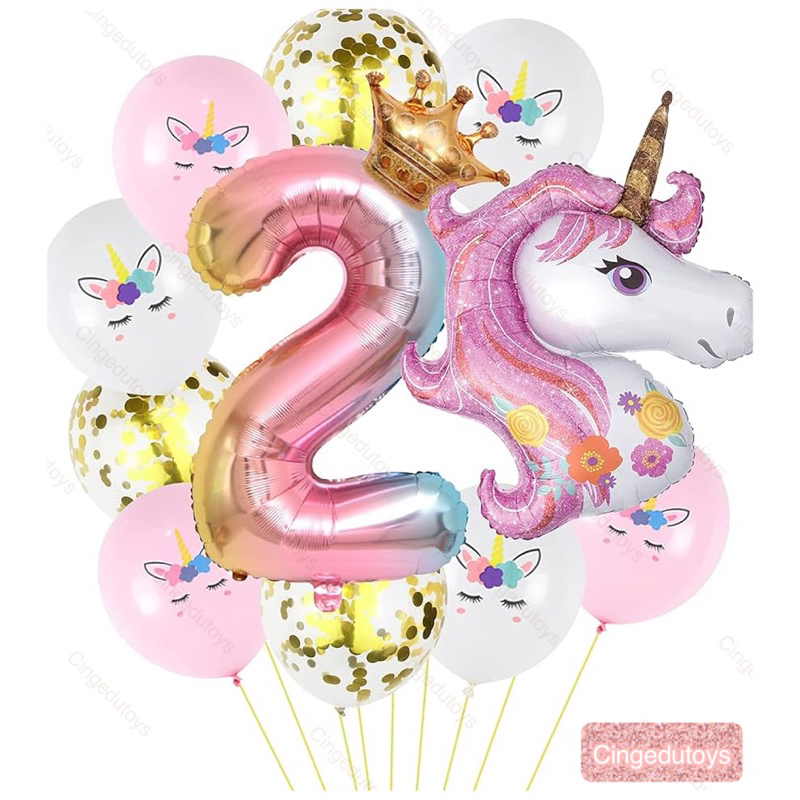 Jual Paket balon angka jumbo kuda bertanduk unicorn 13 pcs | Shopee ...