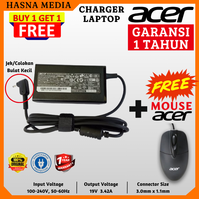 Jual ORI Adaptor Charger Casan Laptop Acer Apire 3 A314 Aspire 5 A514 A515 (Jek Kecil Embos ...