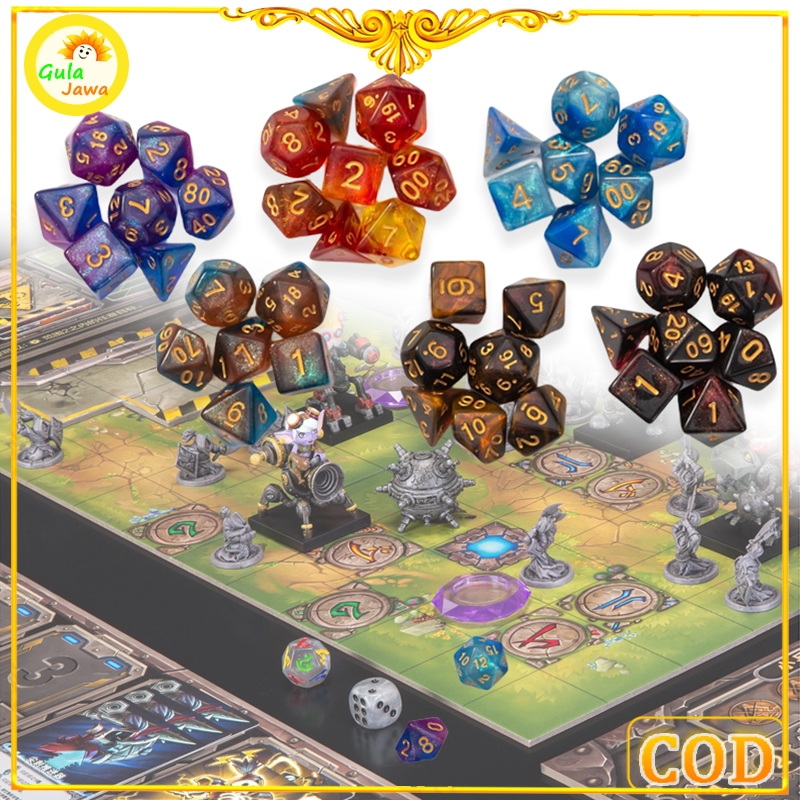 Jual 7pcs / Set Dadu Transparan Multisisi untuk RPG DND - Aksesoris ...