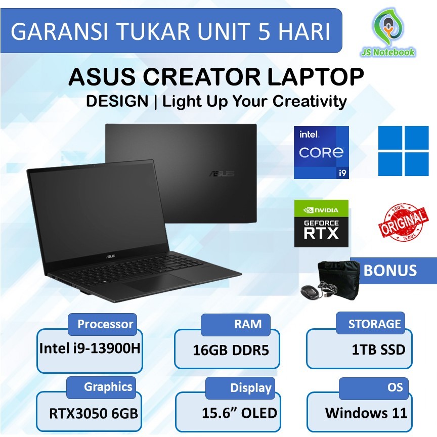 Jual Asus Creator Laptop Q540 RTX3050 6GB i9-13900H 16GB 1TB SSD Win11 ...