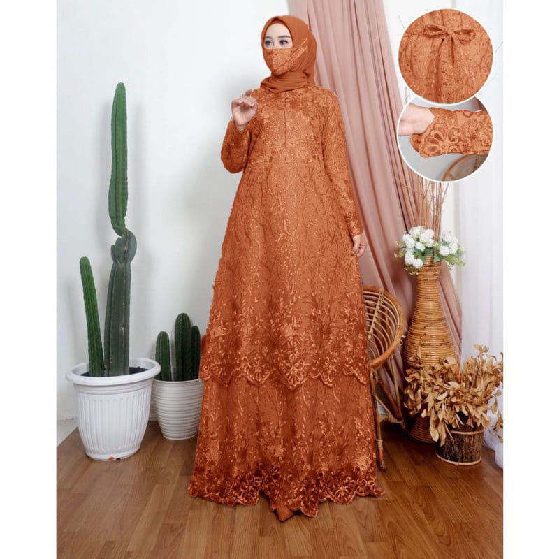 Jual MAXI VIRA ( M L XL XXL XXXL )GAMIS BRUKAT SUSUN/GAMIS KONDANGAN/GAMIS TILE MUTIARA/GAMIS ...