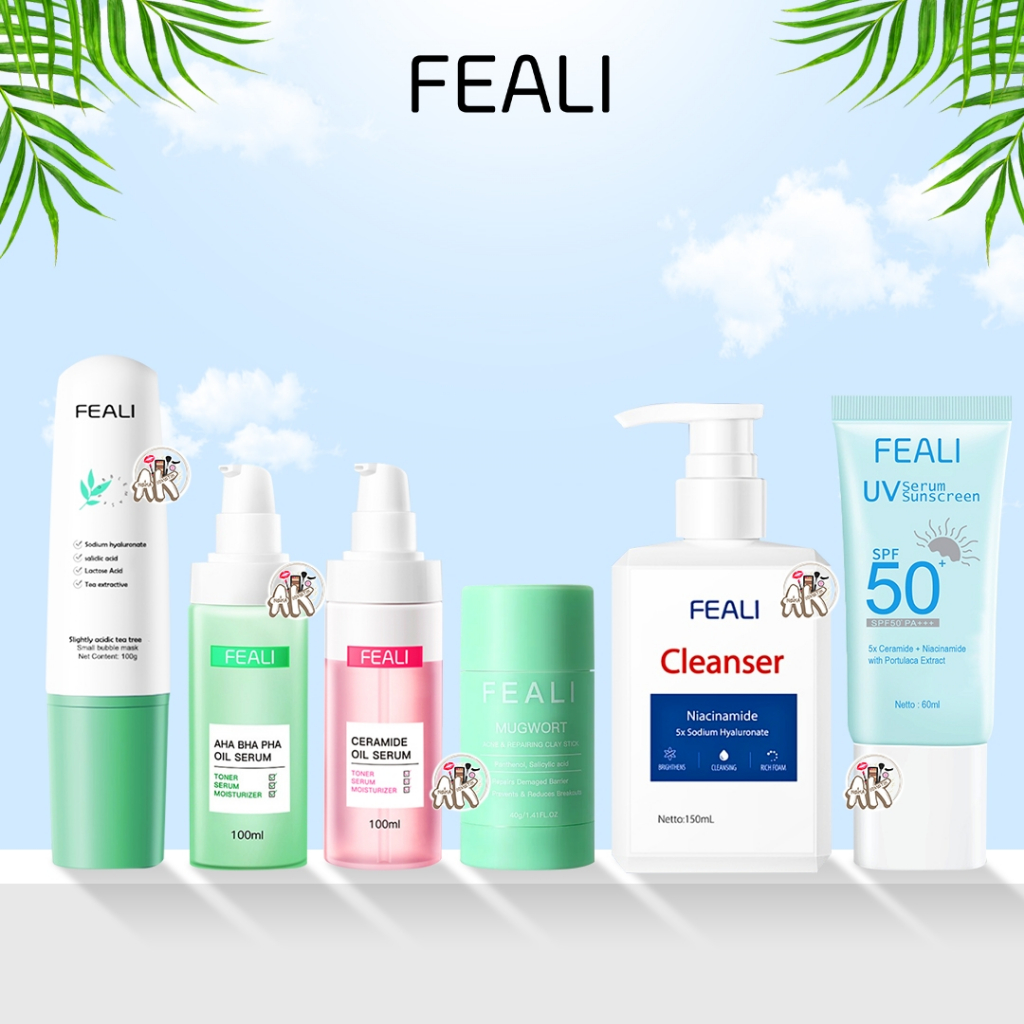 Jual FEALI SKINCARE SERIES ( CLAY MASK / SUNSCREEN / CLEANSER / SERUM ...