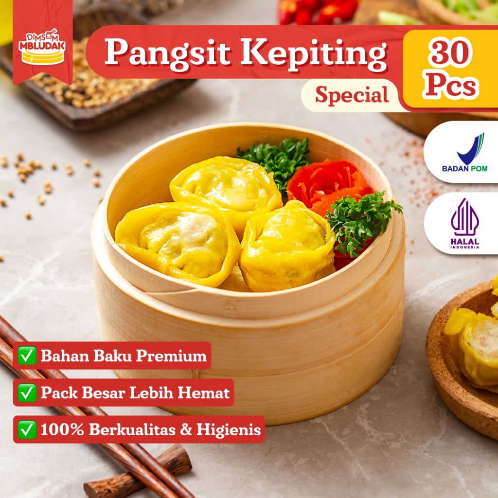 Jual Dimsum Mbludak Pangsit Kepiting Frozen Dimsum Special Halal 30 Pcs ...