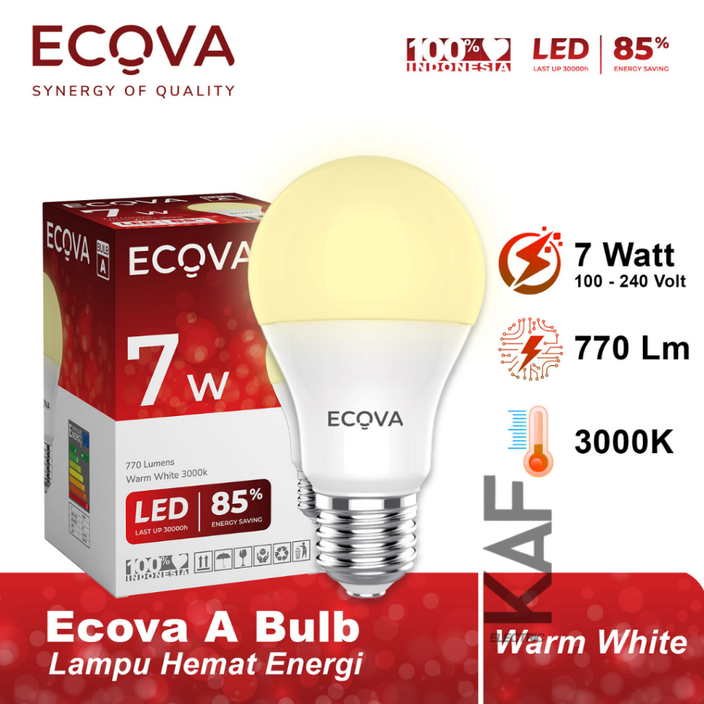 Jual ECOVA LAMPU LED 7 WATT 7W 7WATT SERIES A BULB | Shopee Indonesia