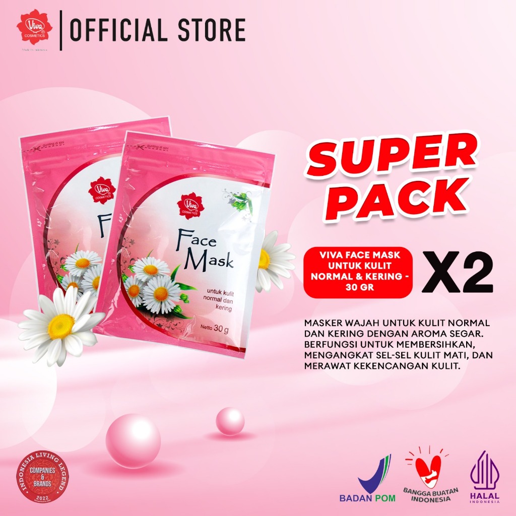 Jual [Super Pack !!!] Viva Face Mask Untuk Kulit Normal dan Kering 30 ...