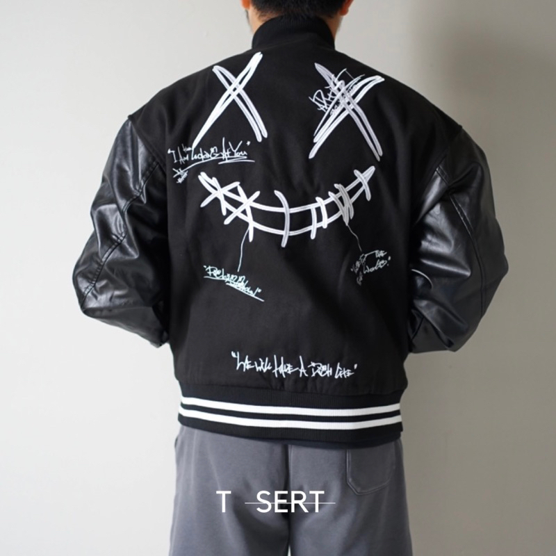 Jual RIC Ricky Is Clown Varsity Jacket Classic Full Black Original ...