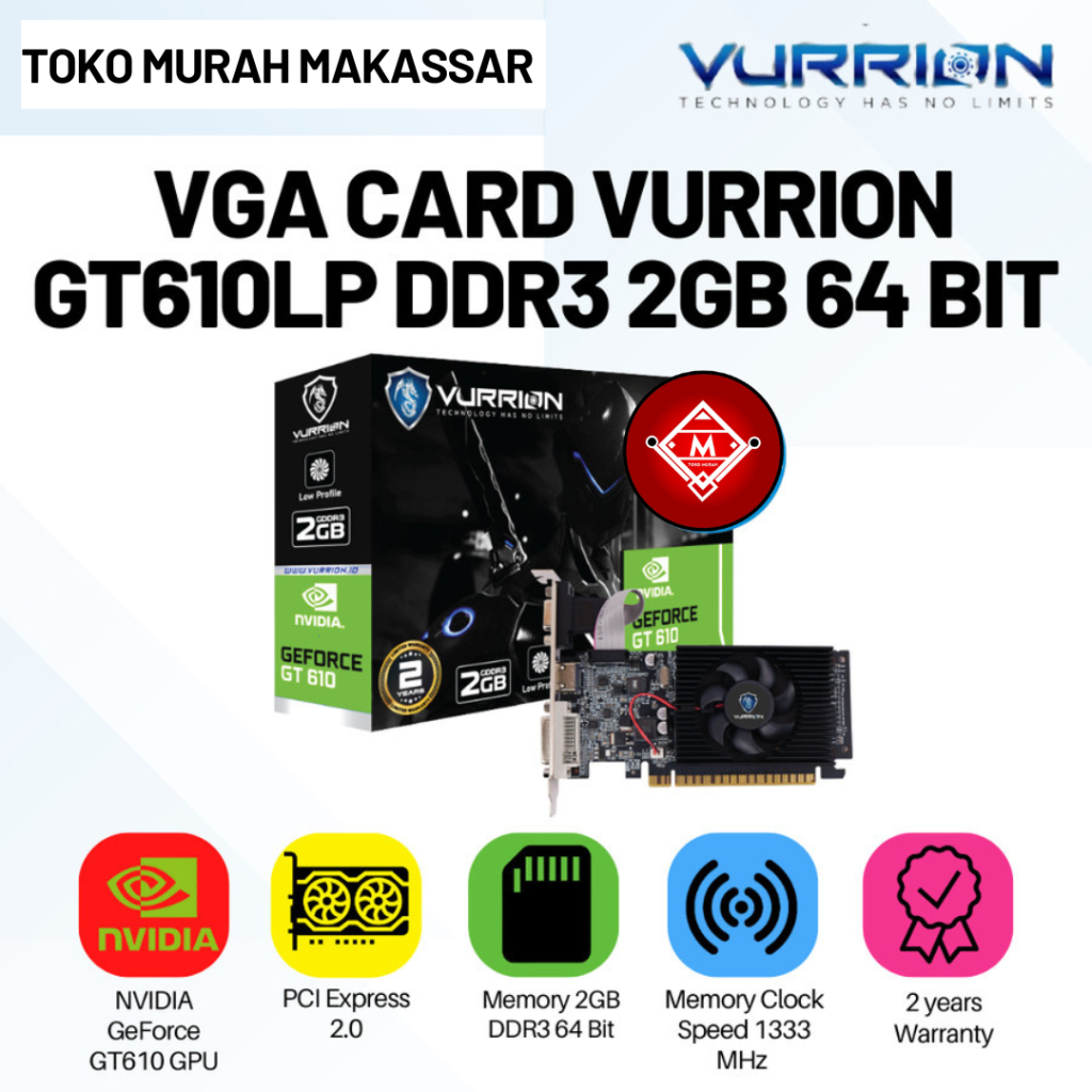 Jual VGA VURRION GT610LP DDR3 2GB 64BIT VGA CARD GT-610 LP DDR3 / VGA10-VUR | Shopee Indonesia