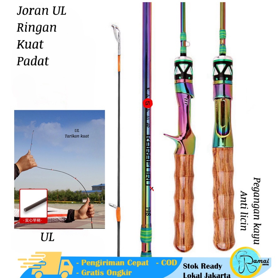 Jual KAGAWA KARAFURU Joran Pancing UL Carbon Solid 198 Ultralight Baitcasting dan Spinning ...