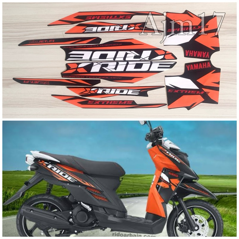 Jual STIKER STRIPING MOTOR X RIDE 2015 HITAM ORANGE | Shopee Indonesia