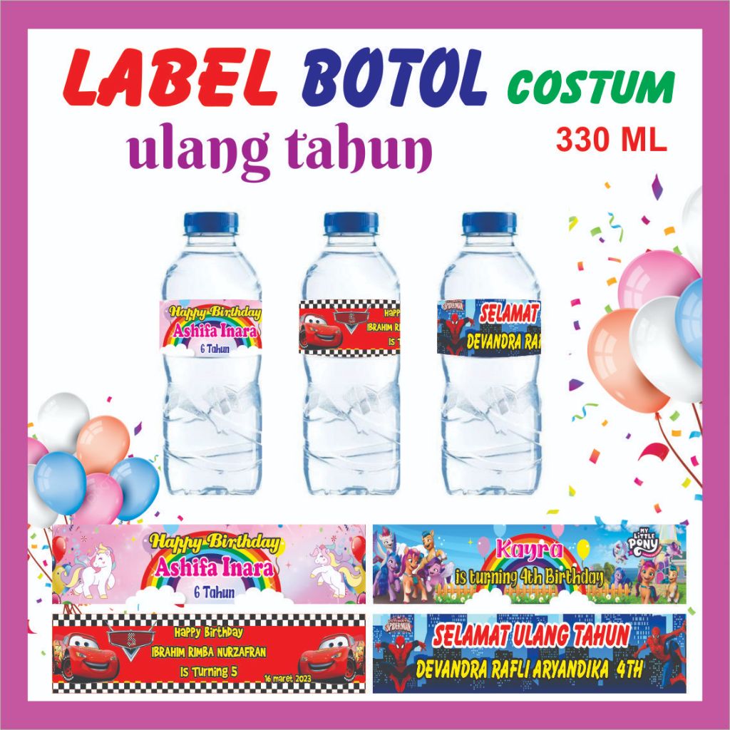 Jual Label Botol Aqua / Air mineral - Ulang Tahun, dll | Shopee Indonesia