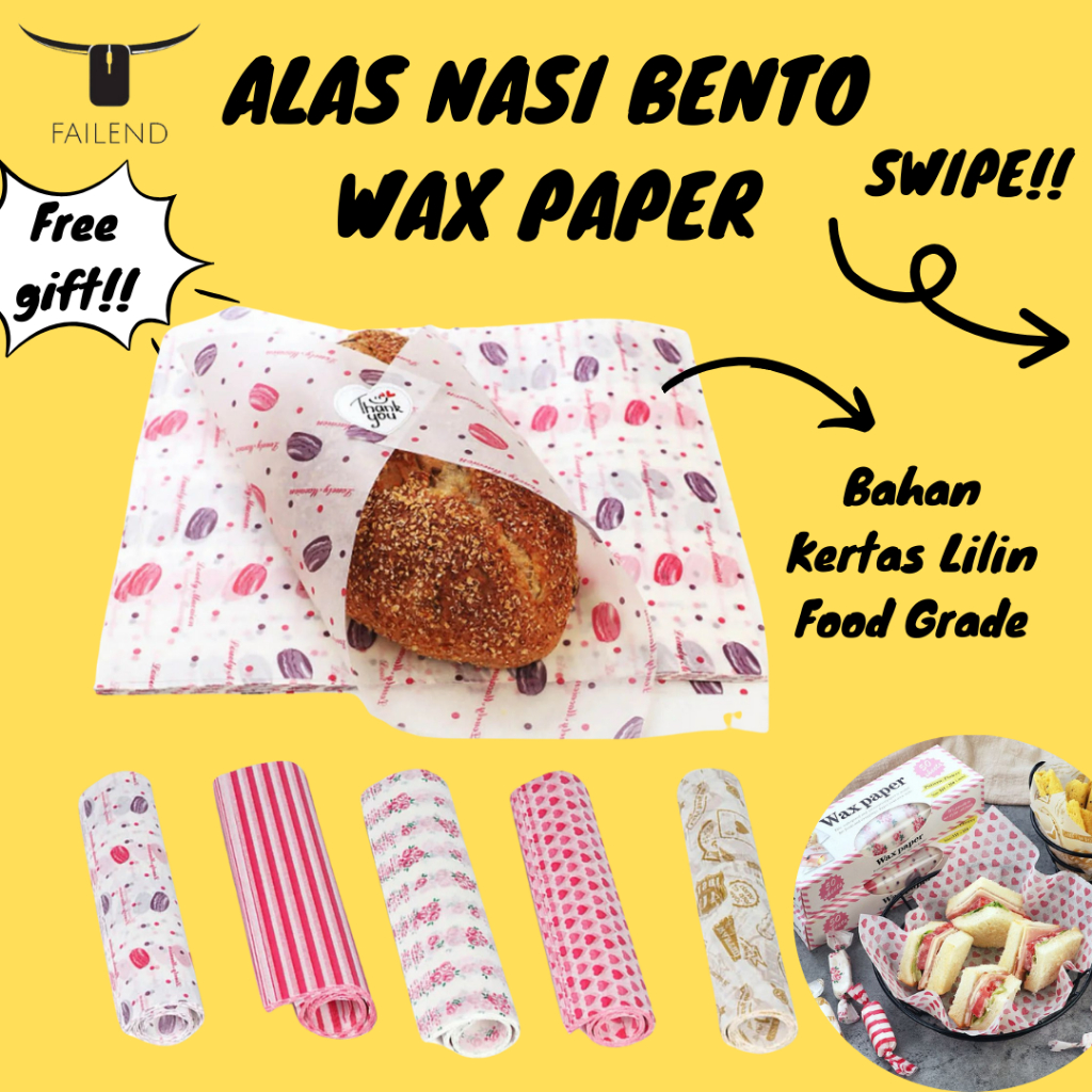 Jual Alas Nasi Bento Kertas Pembungkus Makanan Roti Sandwich Burger Kue ...