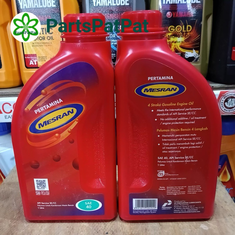 Jual OLI OIL MESIN MESRAN 40 SAE 40 1LT 1000ML PERTAMINA ASLI ORIGINAL ...