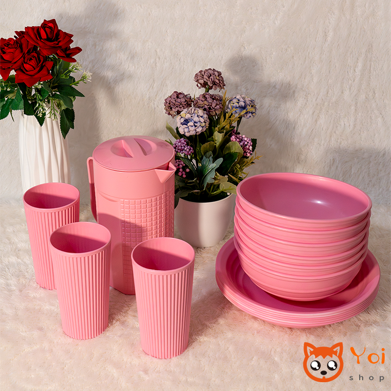 Jual Yoi - (16 Pcs) Mangkok Set / Piring Aesthetic / Piring 6 Mangkuk 6 ...