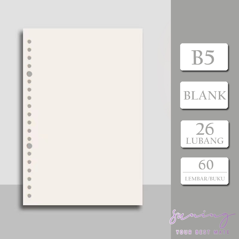 Jual Notebook refill Line & Blank KERTAS ISI BINDER A5/B5 LOOSE LEAF 6/20/26 LUBANG 6 RING ...