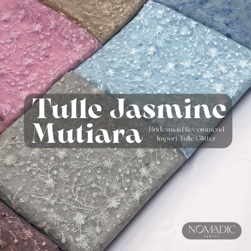 Jual ½ Meter Kain Brokat Tulle Mutiara Glitter || Tulle Jasmine Mutiara ...