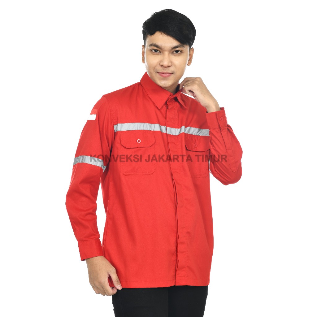 Jual Baju Wearpack Kemeja Safety K3 Lengan Panjang Warna Merah ...