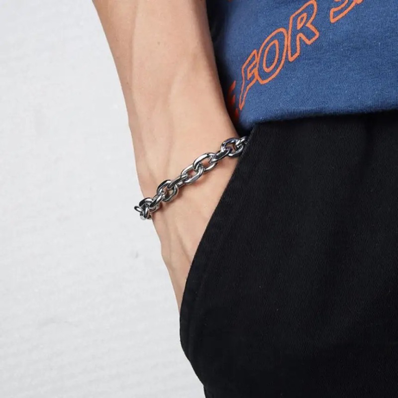 Jual GELANG TITANIUM BAJA 316L ASLI ANCHOR CHAIN MODEL RANTAI KAPAL ...