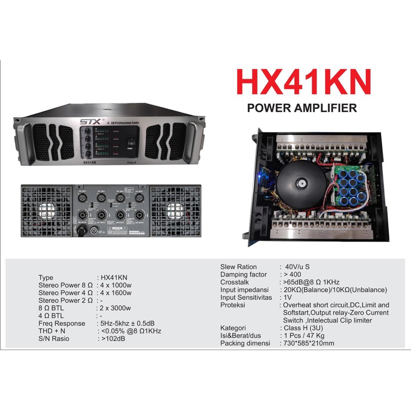 Jual Power Profesional Audio Amplifier 4 Channel Merk STX Type HX41KN ...