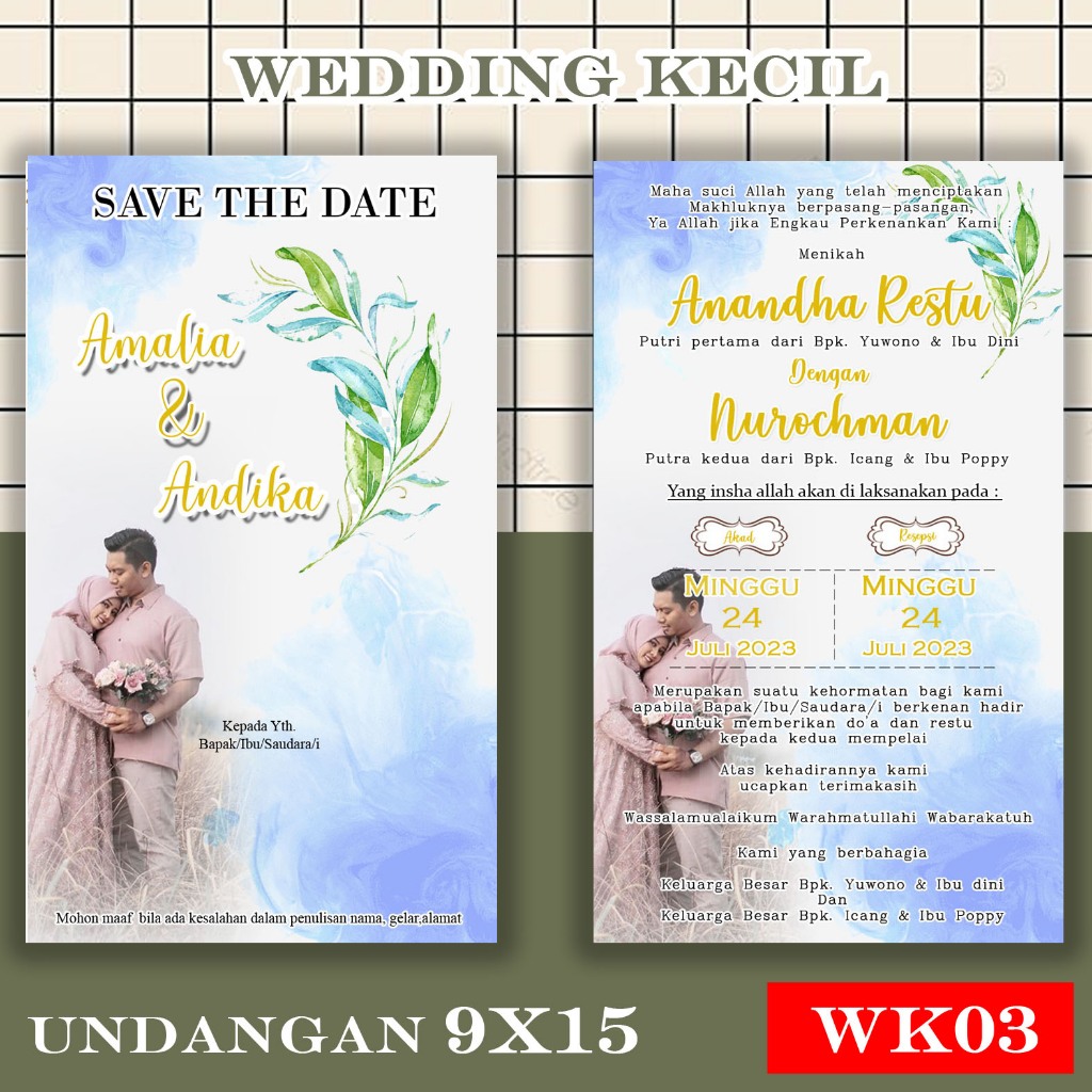 Jual Undangan NIKAH murah meriah WK 03 Design Suka suka Simple free ...