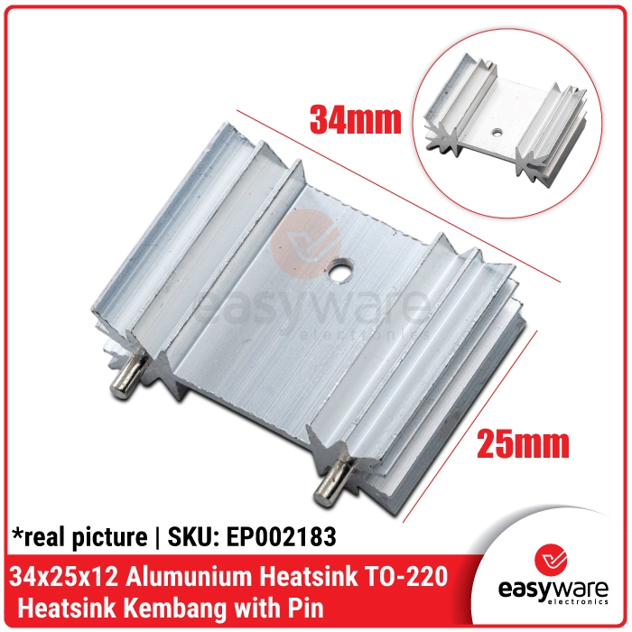 Jual 34x25x12mm Alumunium Heatsink Kembang for TO-220 Heatsink ...