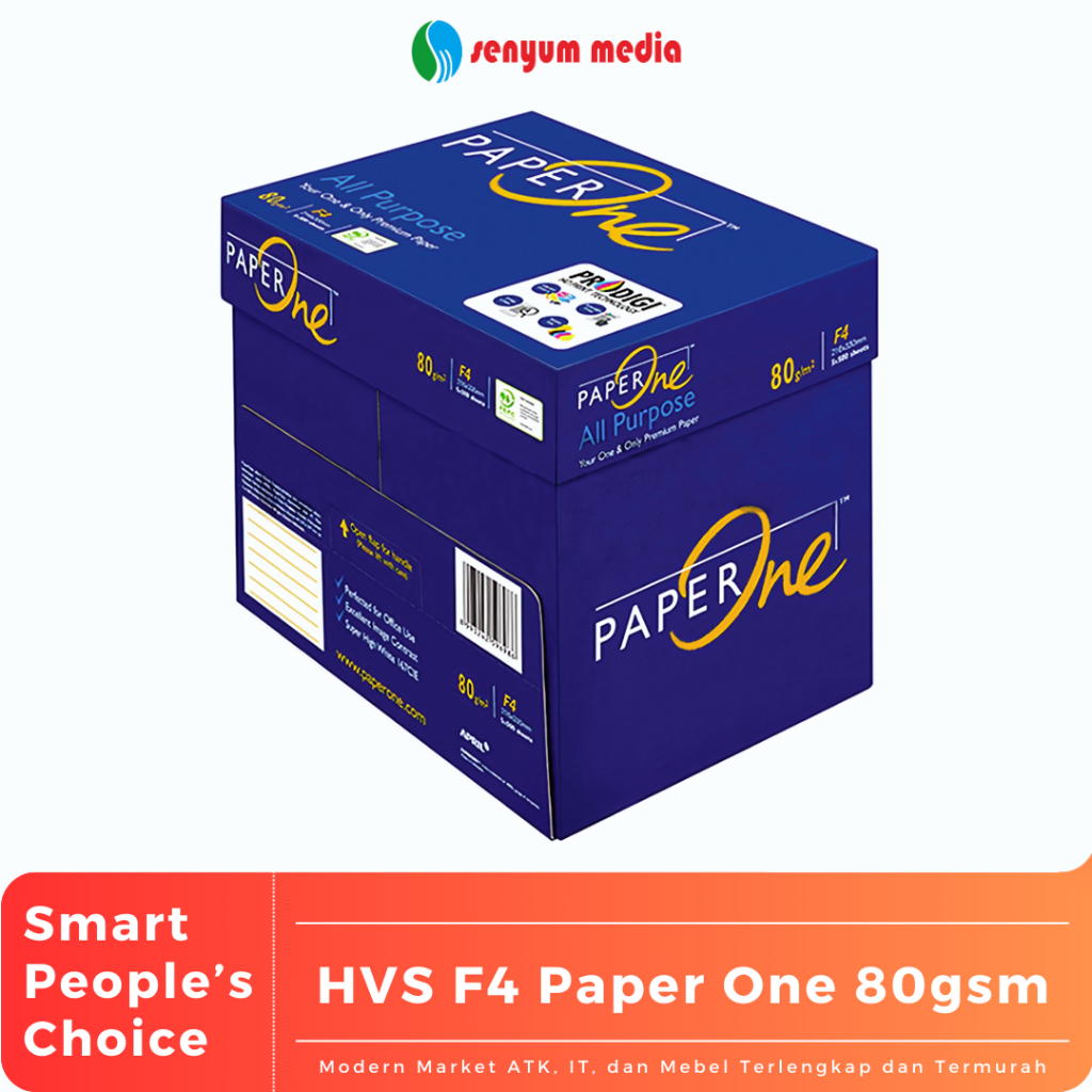 Jual HVS F4 Paper One 80gsm (1 Box Isi 5 Rim) (S:BOX) | Shopee Indonesia
