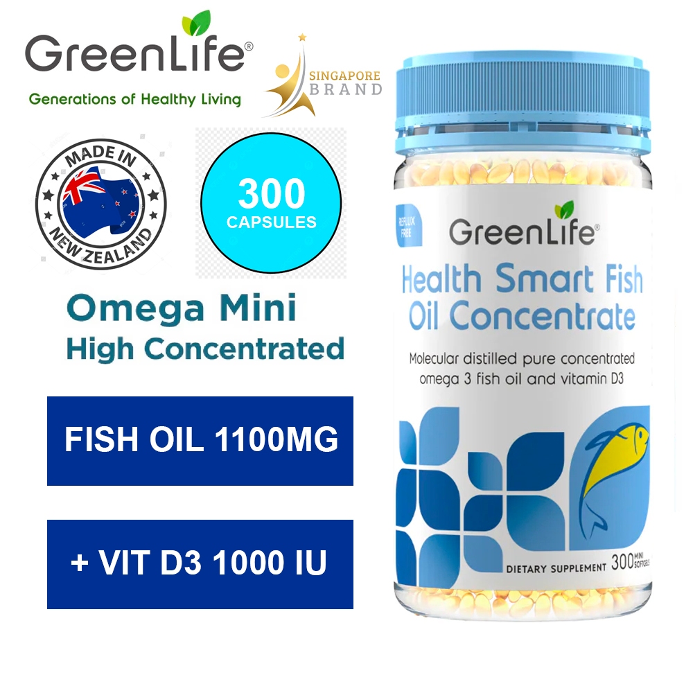 Jual GREEN LIFE FISH OIL CONCENTRATED 1100 MG + VITAMIN D3 1000 IU, 300 ...