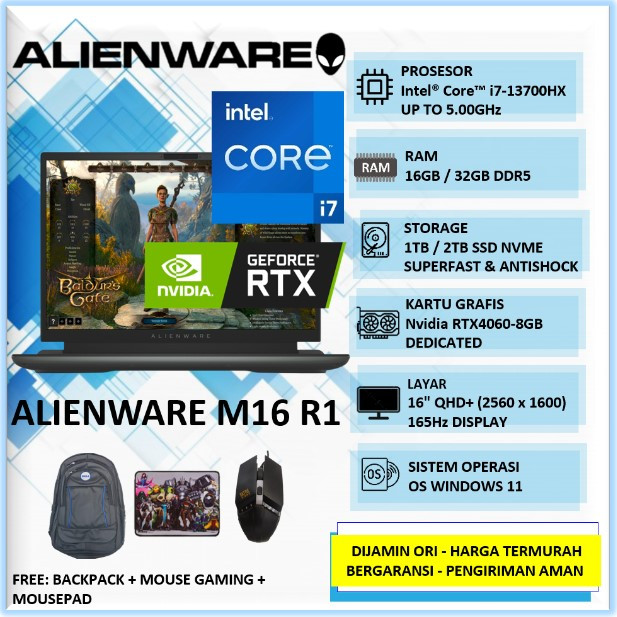 Jual Laptop Gaming Dell Alienware M1 R1 Intel i7 Gen 13 32GB DDR5 2TB ...