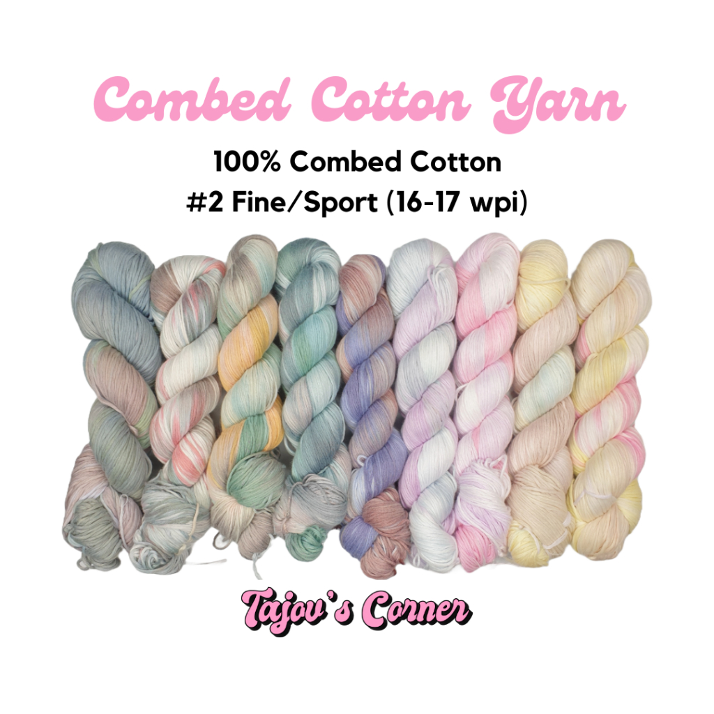 Jual RK Benang Rajut Combed Cotton Yarn Hand Dyed Variegated - #2 Fine ...