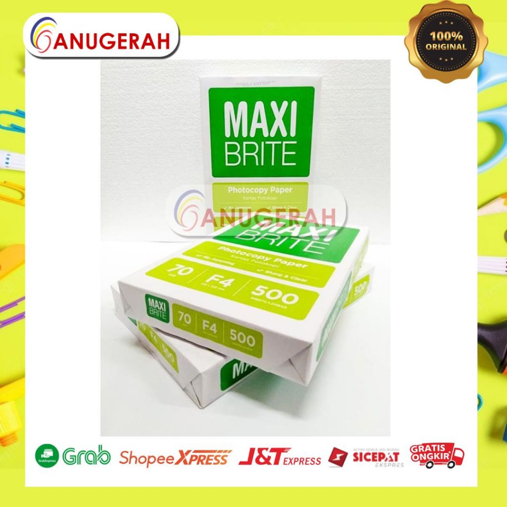 Jual MAXI BRITE KERTAS HVS 70 GR A4 & F4 (RIM) | Shopee Indonesia