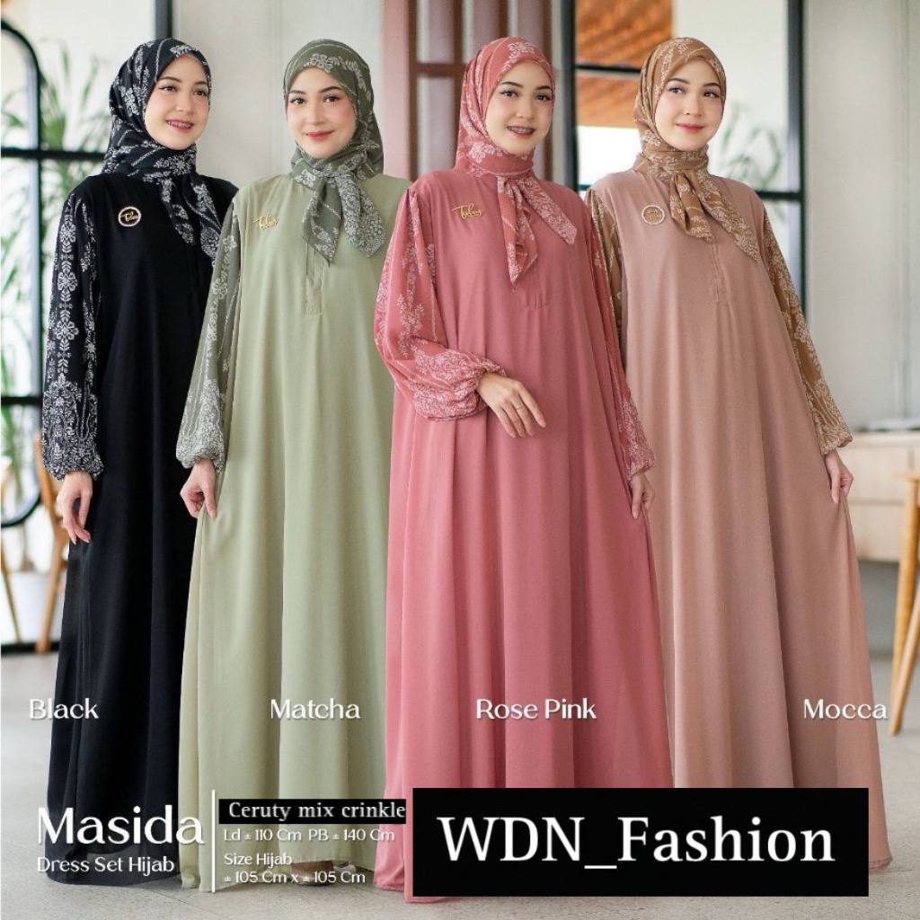 Jual MASIDA DRESS SET HIJAB BAHAN CRINKLE AIRFLOW MOTIF / DRESS GAMIS ...