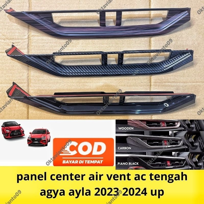 Jual panel air vent AC tengah Agya Ayla 2023 2024 2025 hitam wood ...